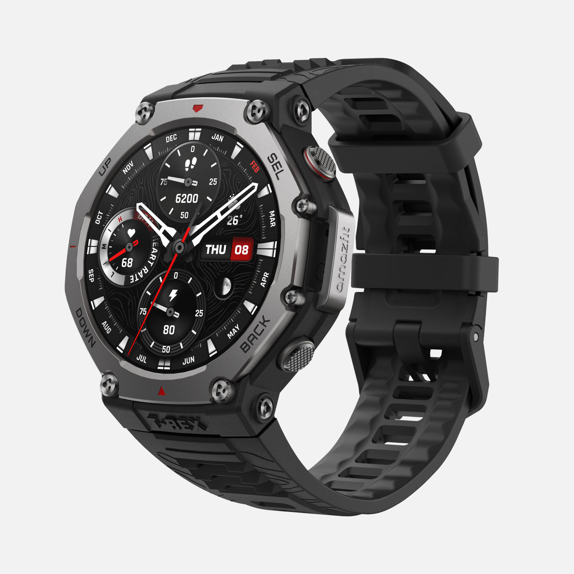 Amazfit T-Rex 3 Rugged GPS Smartwatch with Black Strap - REBEL Store